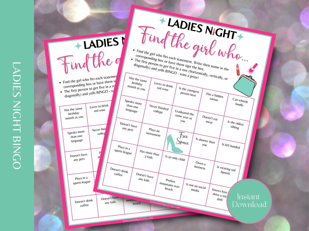 Ladies Night Bingo, Fun Girls Night Out Game, Find the Guest Bingo for ...