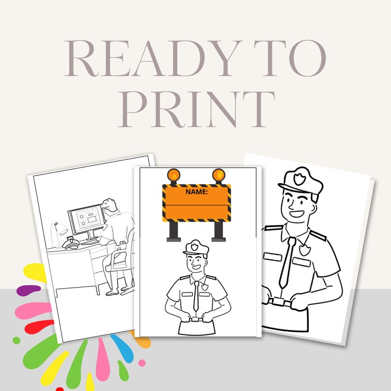 Police Coloring Book, Ready to DOWNLOAD Today, PRINT Today! - Etsy