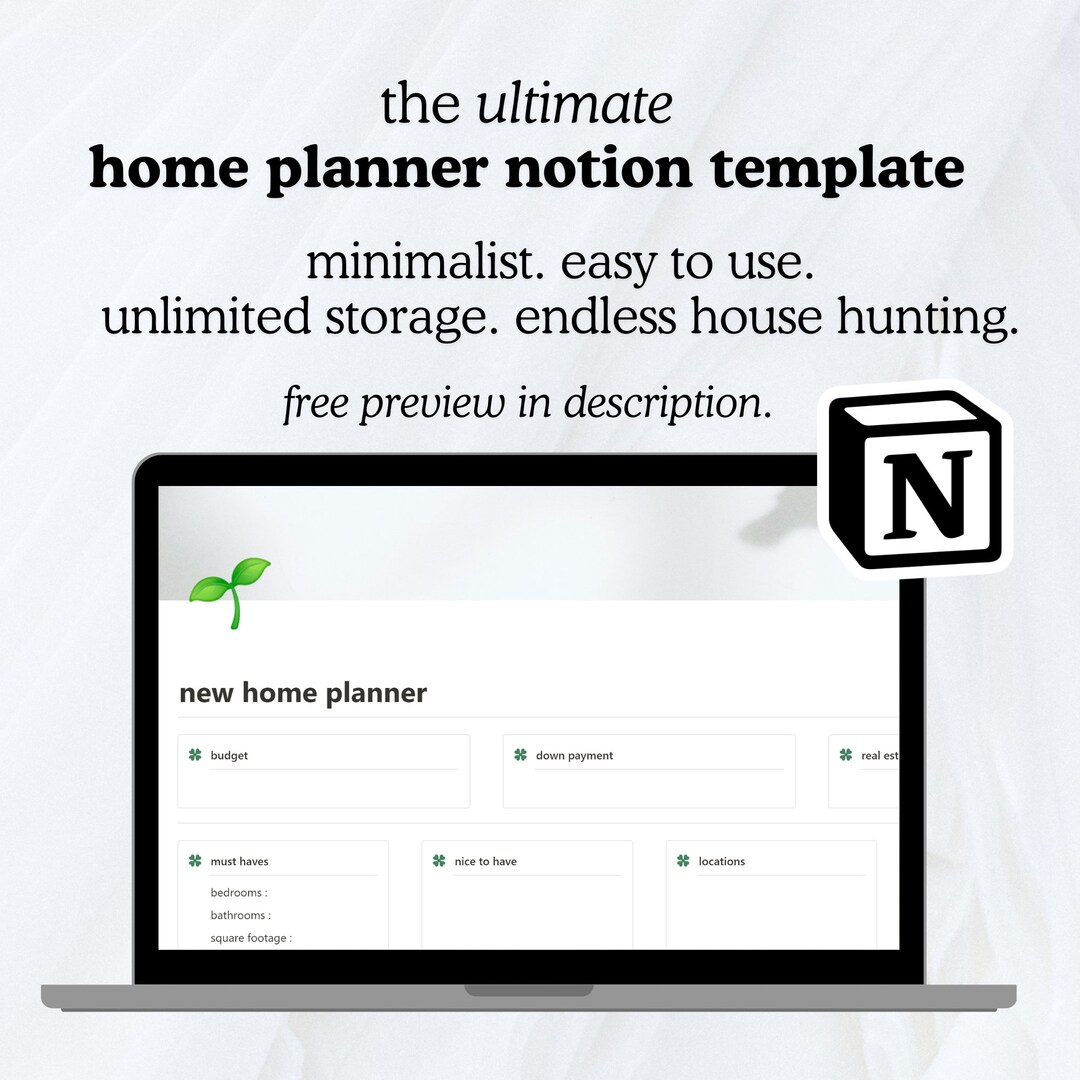 New Home Planner Notion Template First Home Buyer, Home Furniture ...
