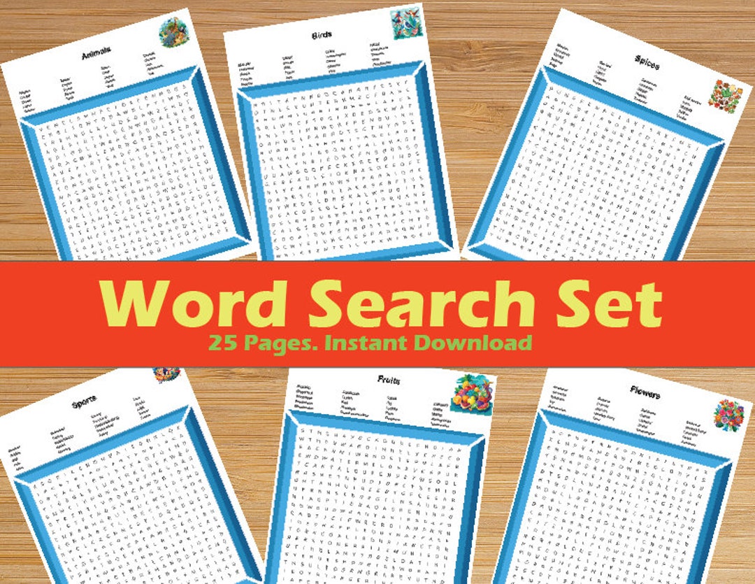 24 Printable Wordsearch Pages Instant Download Kid Wordsearch ...