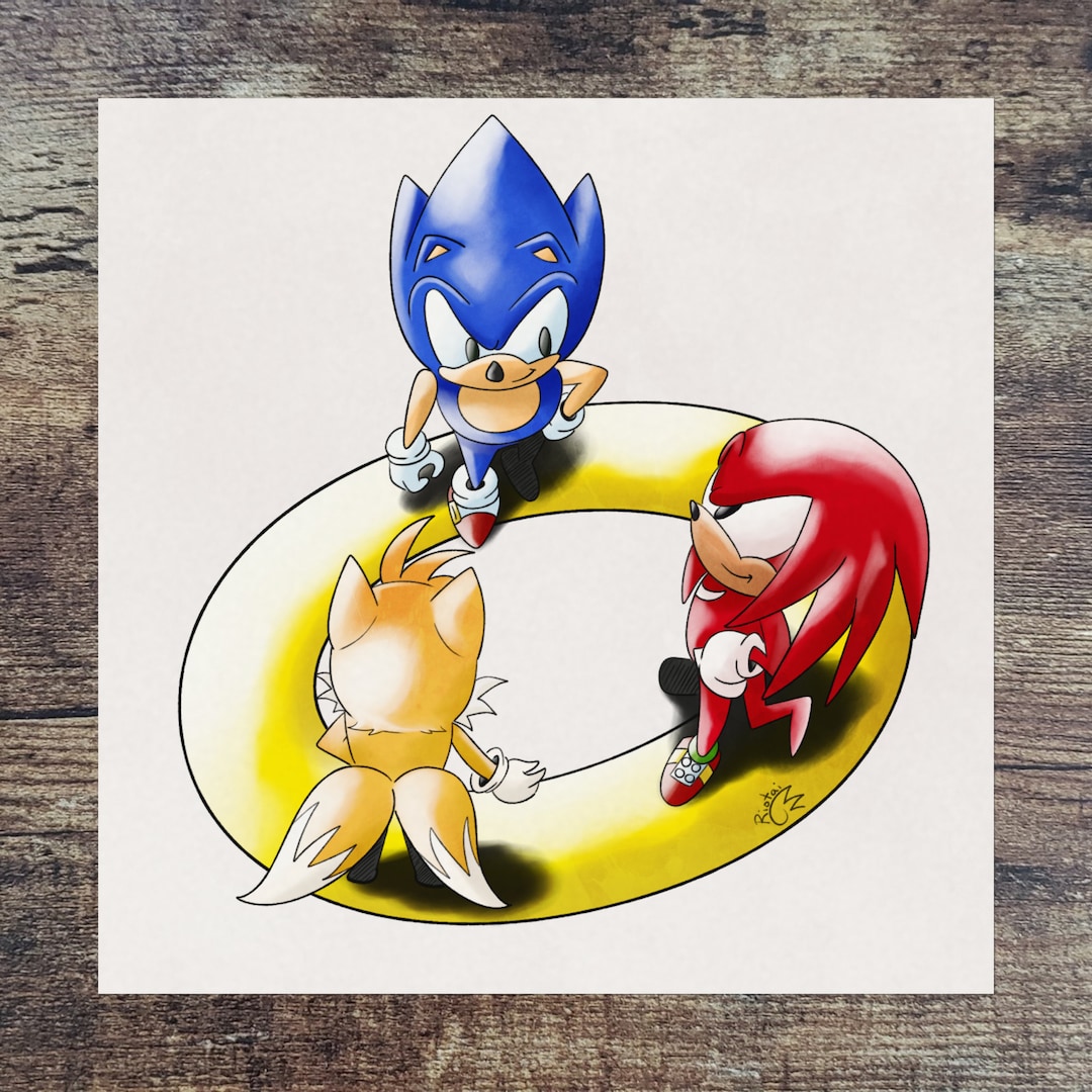 Sonic the Hedgehog (ken Sugimori Style Tribute) - 8"x8" Textured ...