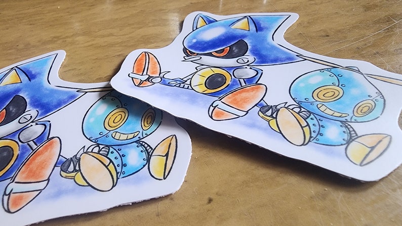 Metal Sonic And Omochao 4x4 Die Cut Sticker Etsy