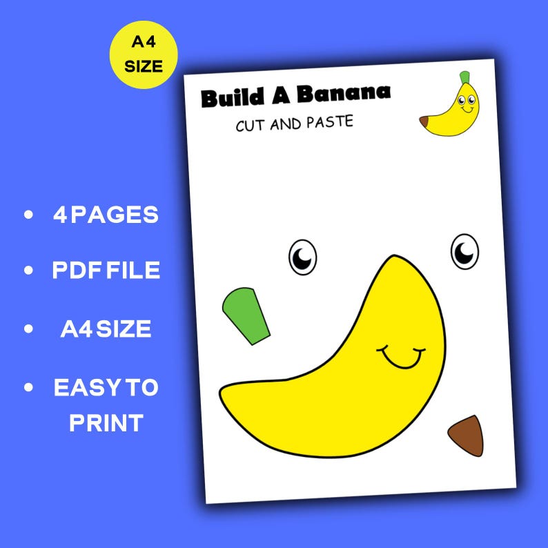 Banana Craft Template, Fruit Craft Activities, Bulletin Board, Coloring ...