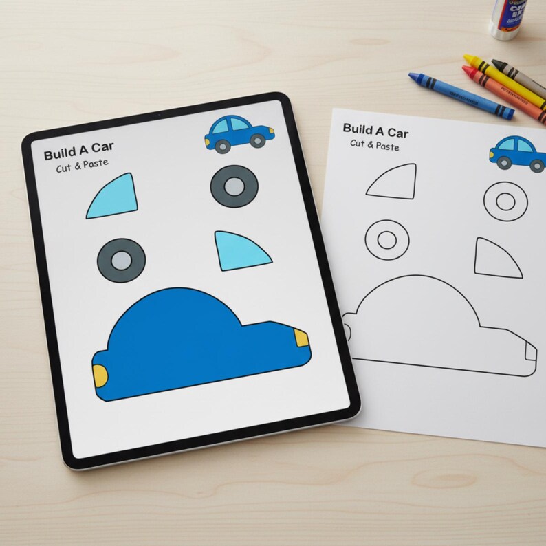 Car Cut-and-paste Activity | Printable Vehicle Craft for Kids - Etsy
