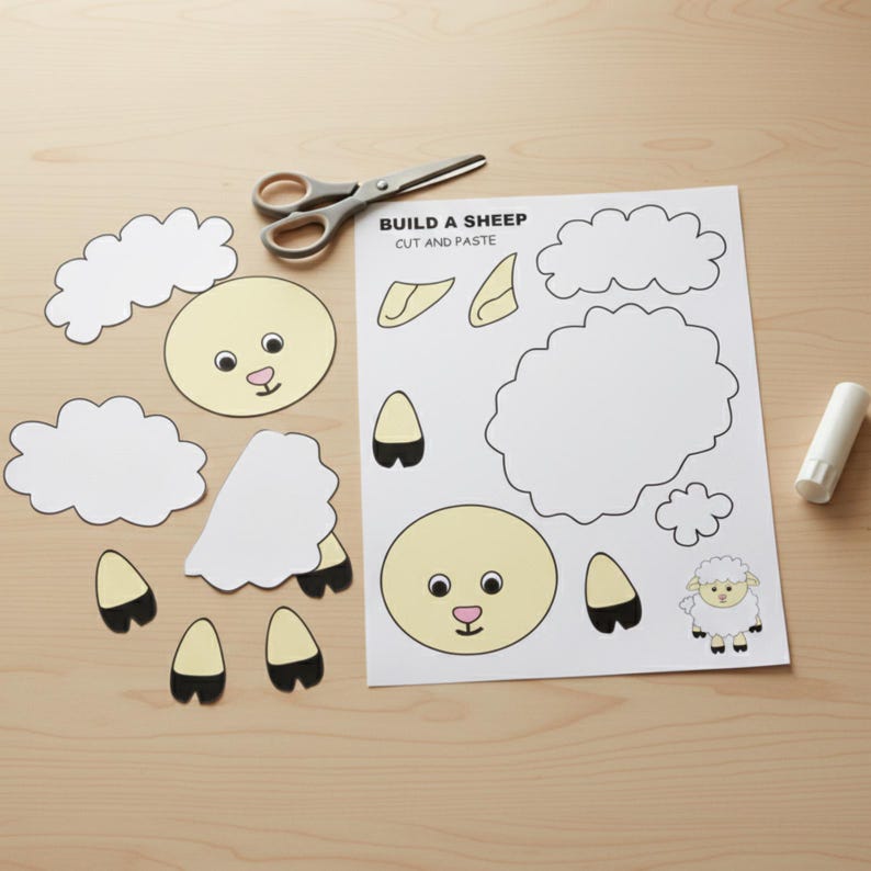 Sheep Cut-and-paste Activity | Farm Animal | Preschool Printable | Fine ...