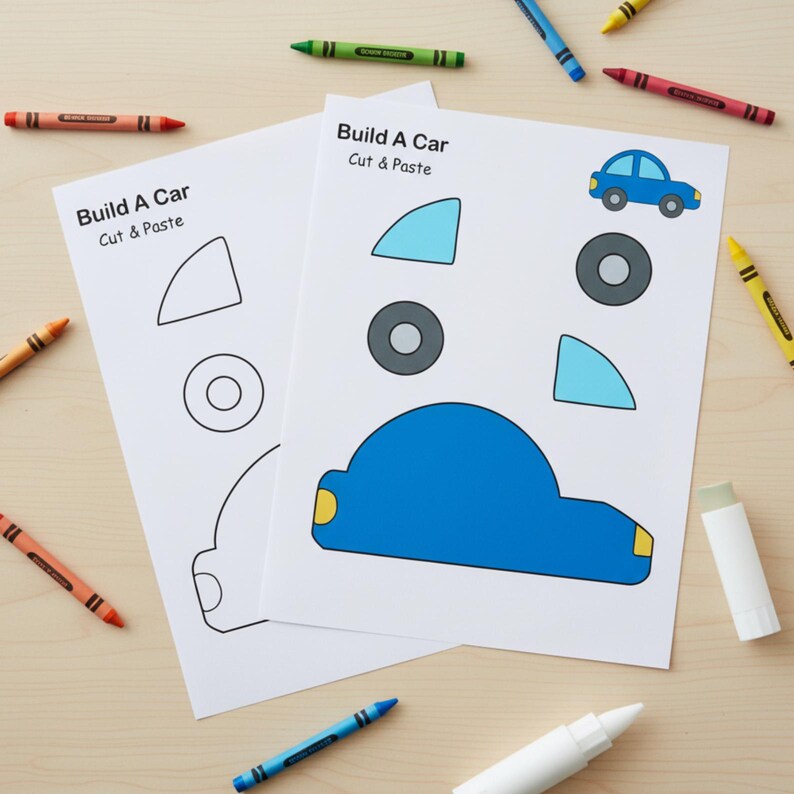 Car Cut-and-paste Activity | Printable Vehicle Craft for Kids - Etsy