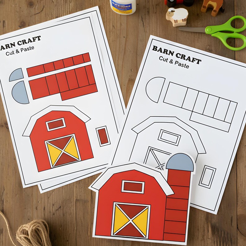 Barn Cut-and-paste Activity | Farm Barn Printable for Kids - Etsy