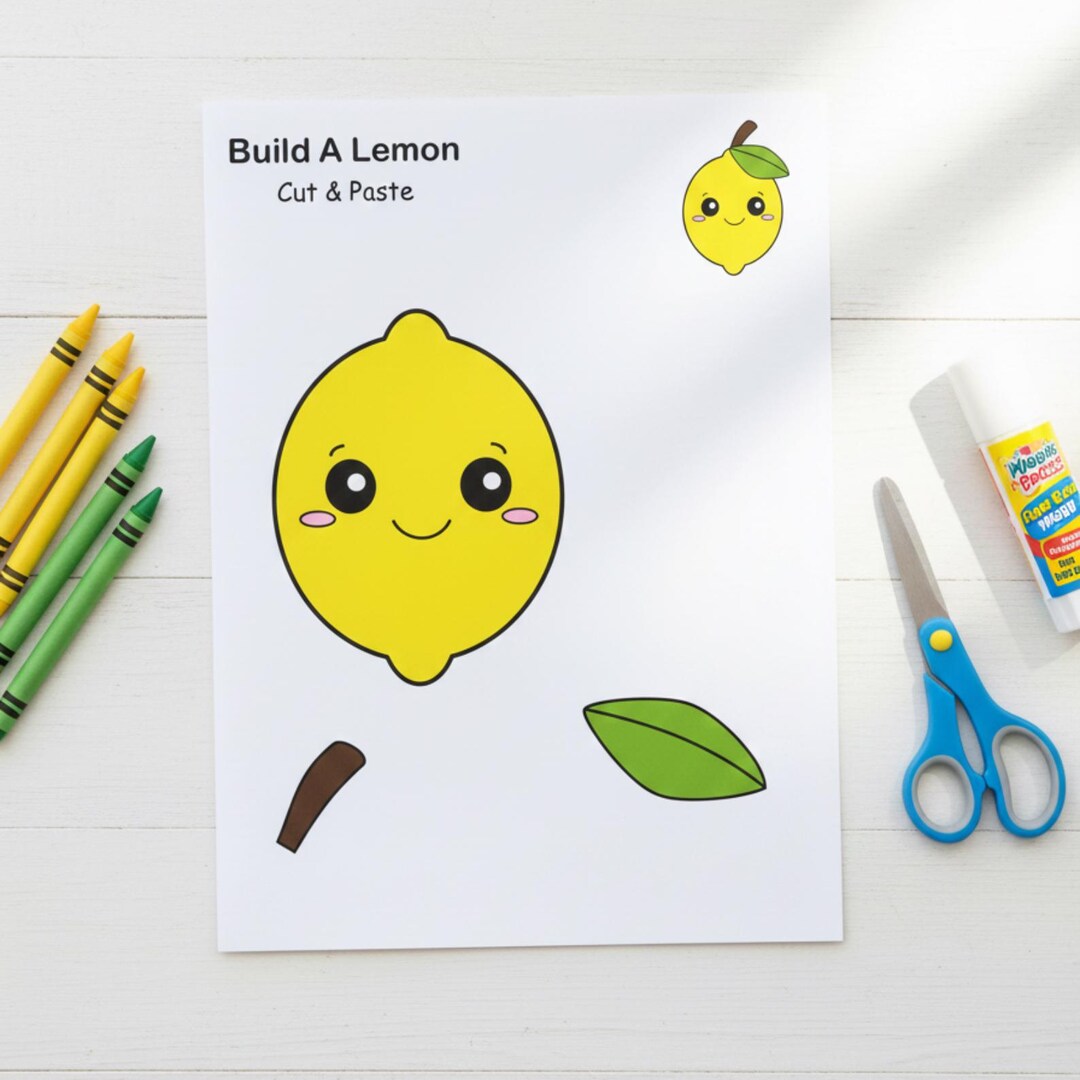 Lemon Cut-and-paste Craft | Printable Fruit Activity for Kids - Etsy