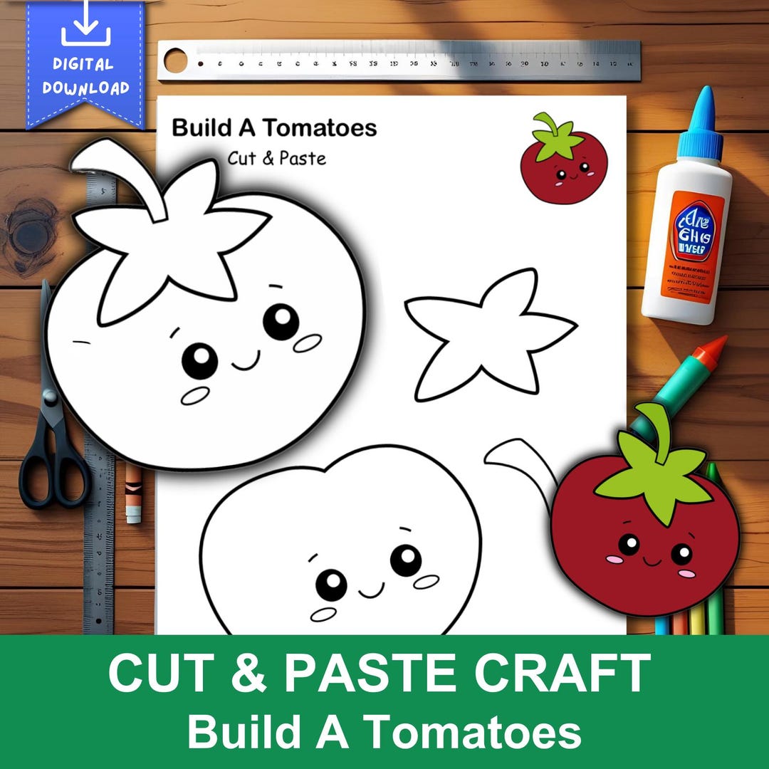 Tomato Craft Template | Cut,color & Paste Activity | PDF Download - Etsy
