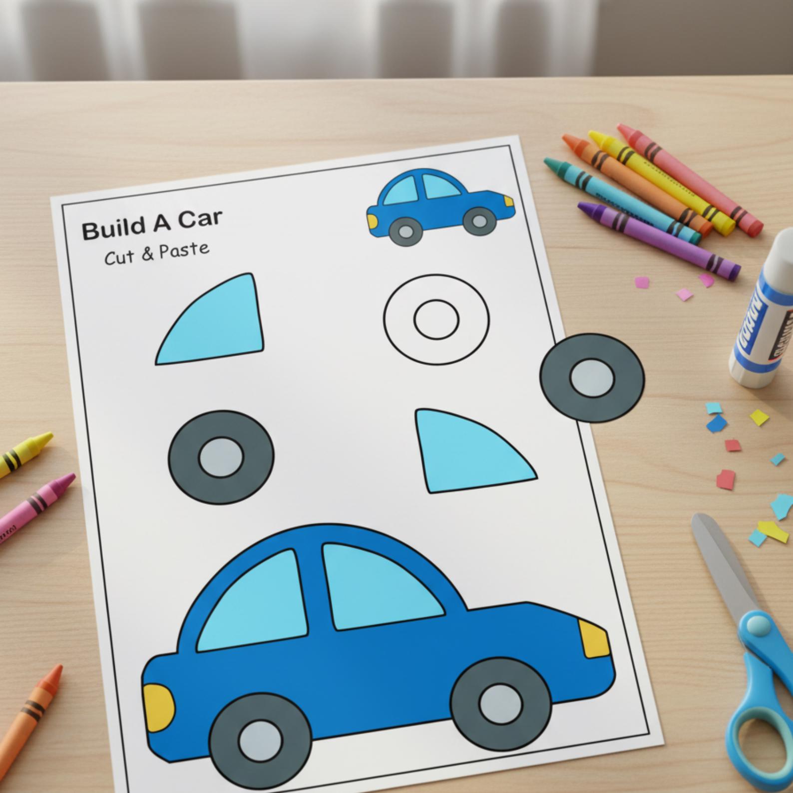 Car Cut-and-paste Activity | Printable Vehicle Craft for Kids - Etsy