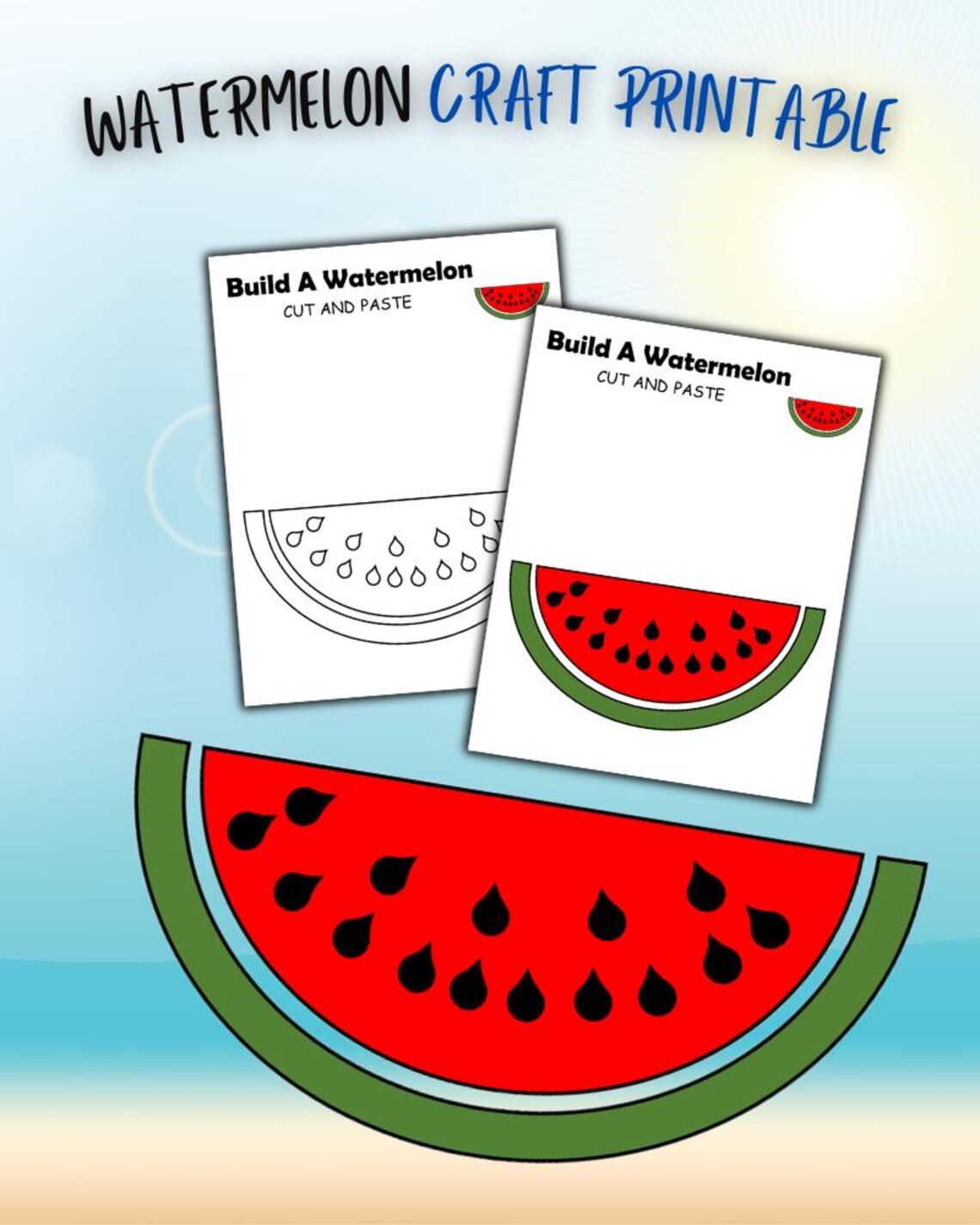 Watermelon Craft-summer Activities-craft Template for Kids-last Day of ...