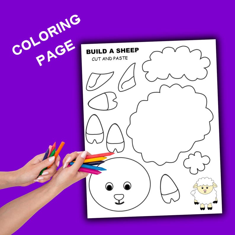 Sheep Cut and Paste Craft Printable, Build a Sheep Activity, Coloring ...