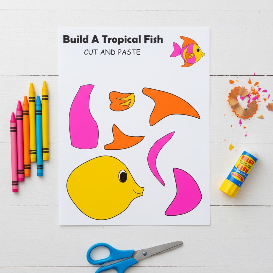 Tropical Fish Cut-and-paste Craft | Printable Ocean Activity for Kids ...