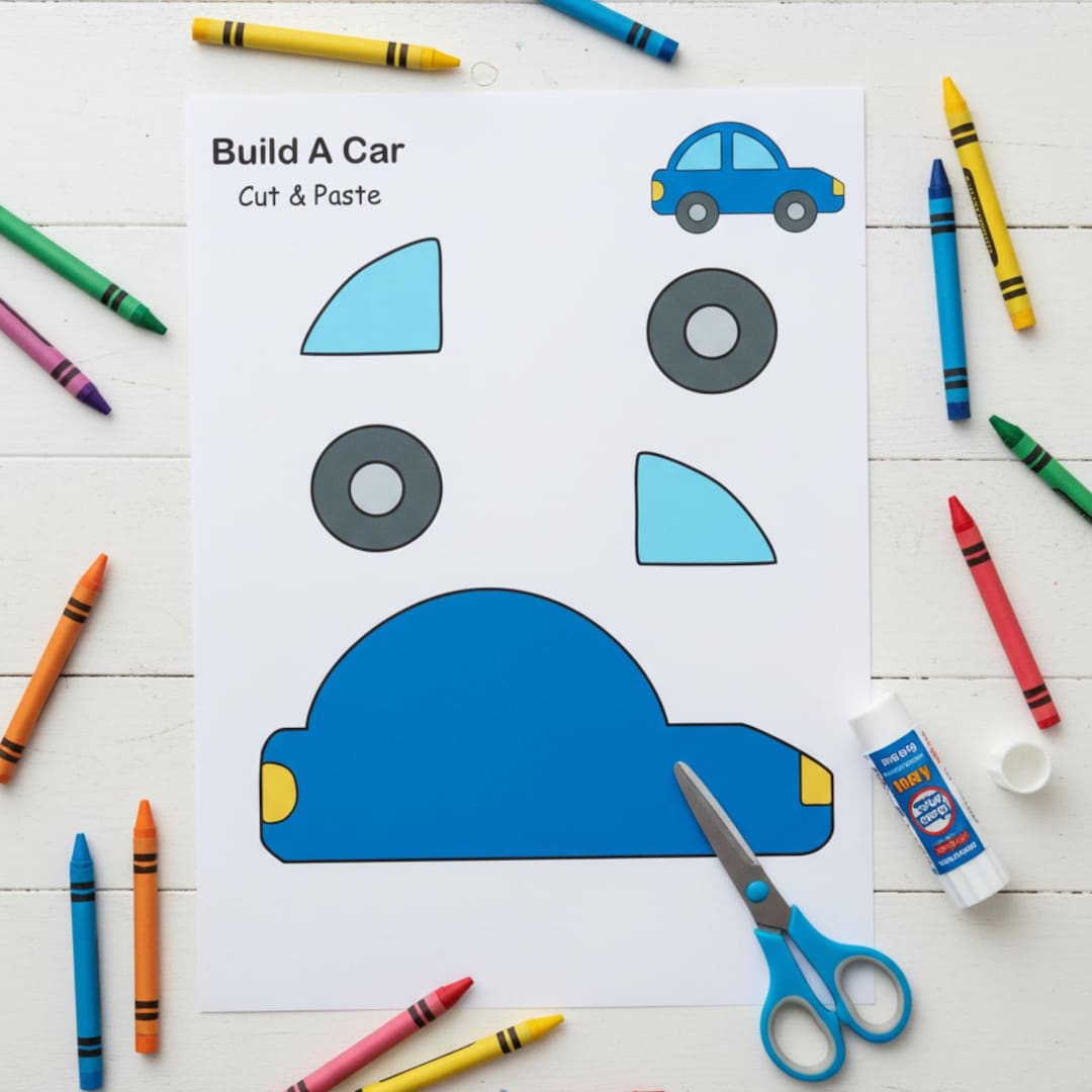 Car Cut-and-paste Activity | Printable Vehicle Craft for Kids - Etsy
