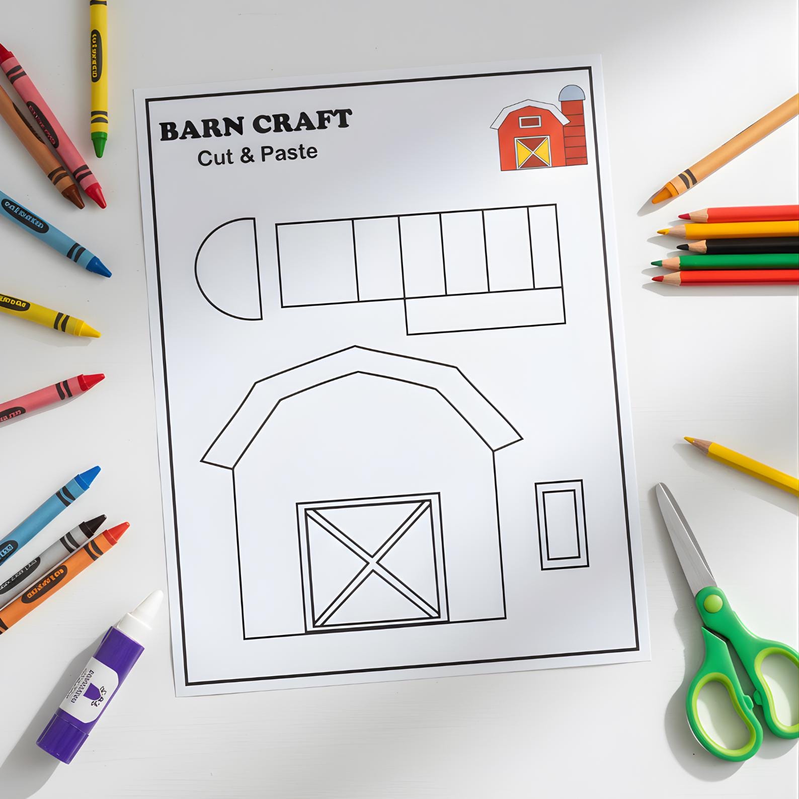 Barn Cut-and-paste Activity | Farm Barn Printable for Kids - Etsy