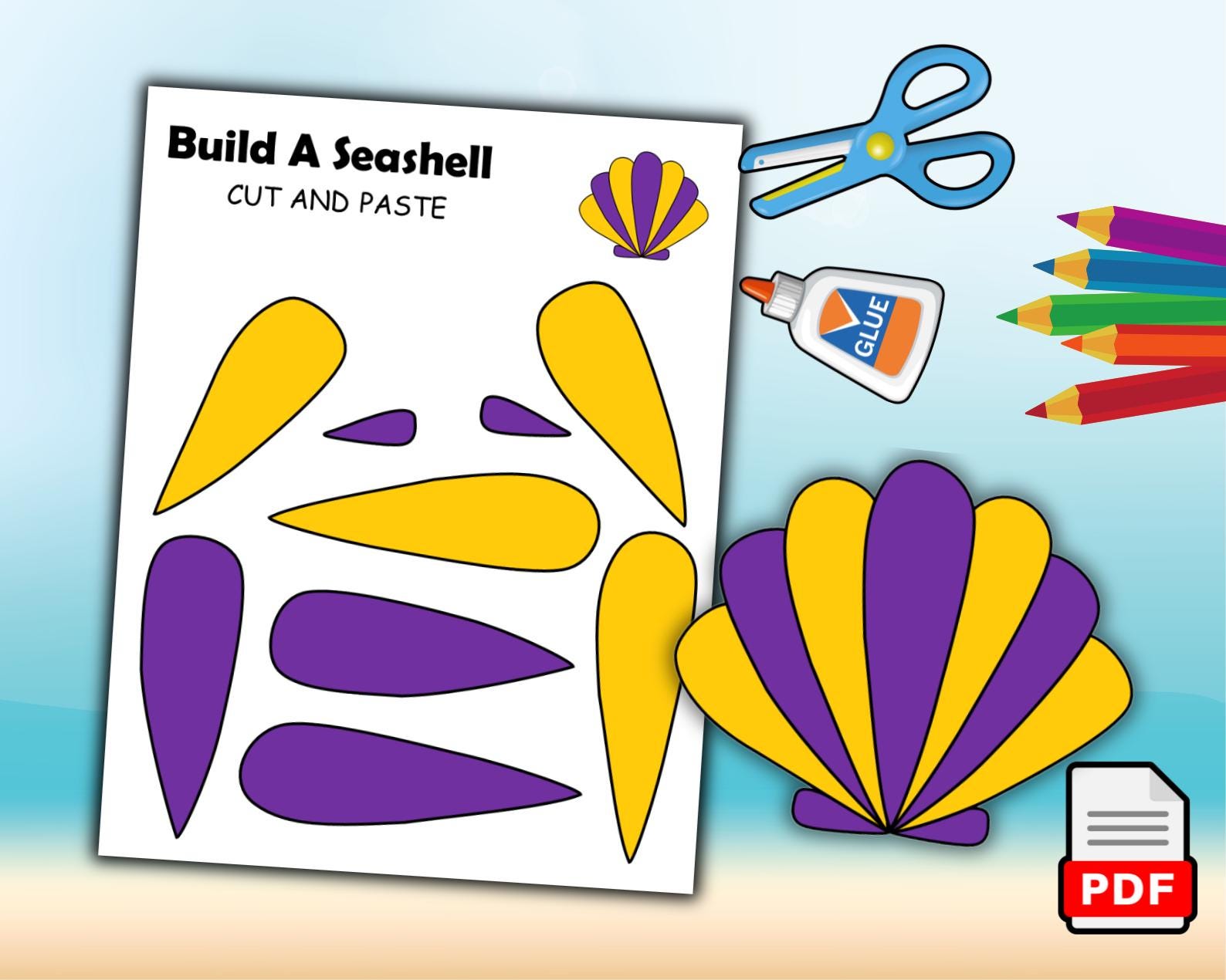 Printable Seashell Craft Activity | Summer Craft Activities | Sea ...