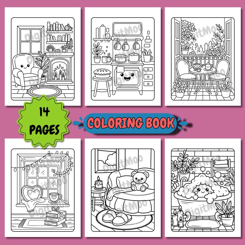 Bold and Easy Designs for Relaxation, Hygge Place Coloring Page, Back ...