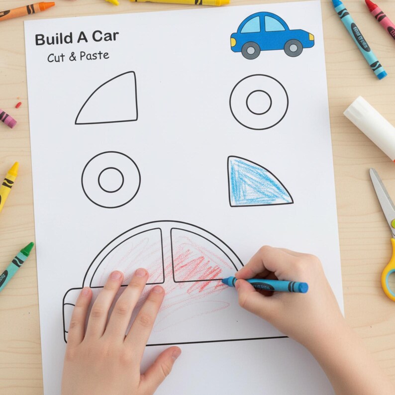 Car Cut-and-paste Activity | Printable Vehicle Craft for Kids - Etsy