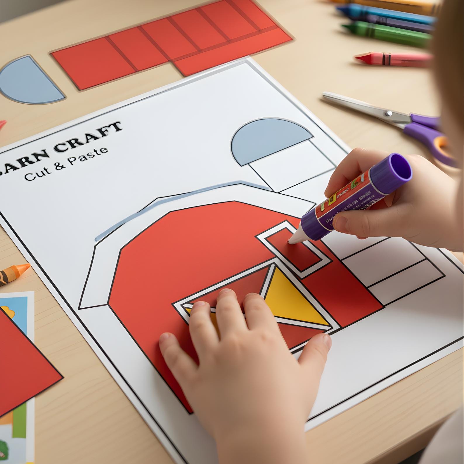 Barn Cut-and-paste Activity | Farm Barn Printable for Kids - Etsy