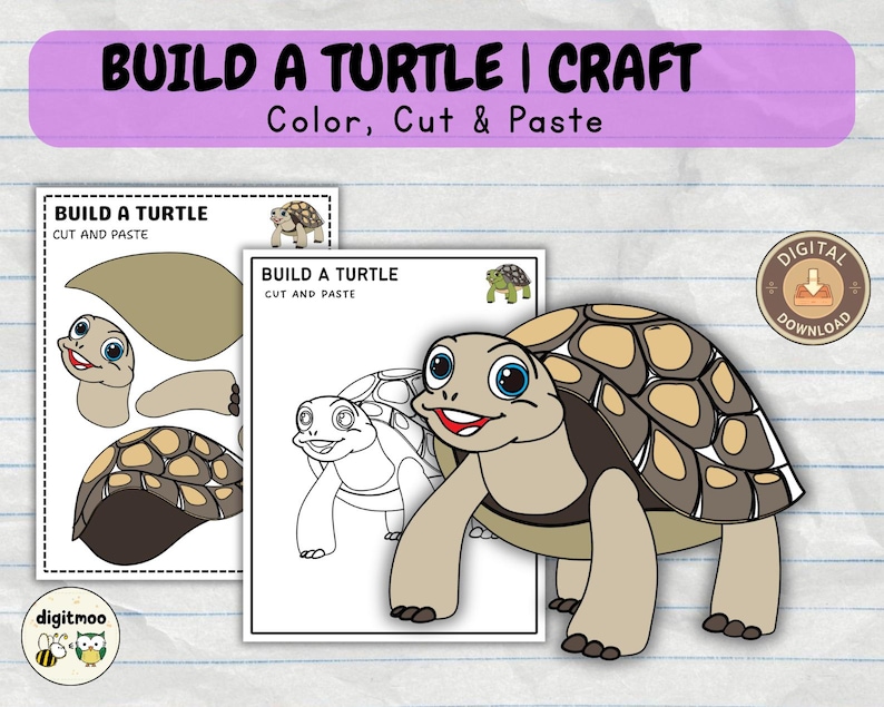 Turtle Cut and Paste Craft | Ocean Sea Life Activity (PDF Download) - Etsy