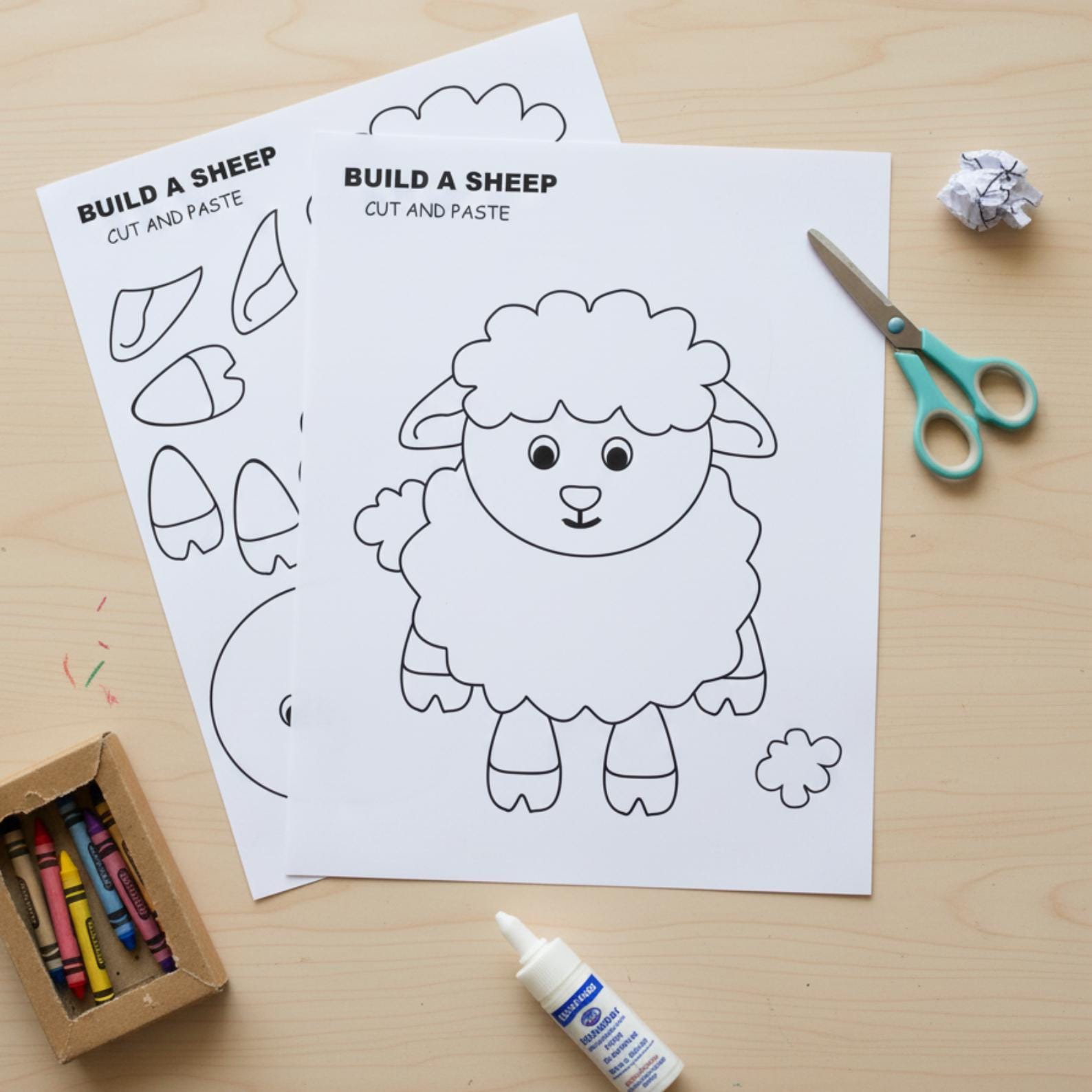 Sheep Cut-and-paste Activity | Farm Animal Printable for Kids - Etsy