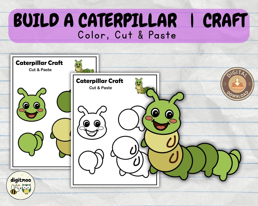 Caterpillar Paper Craft | Spring Theme Fine Motor Activity for Kids - Etsy