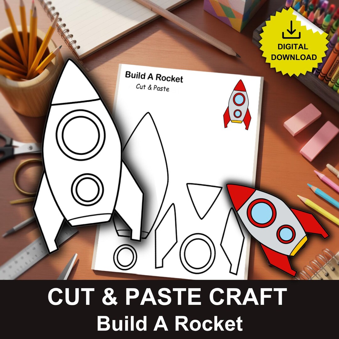 Build-a-rocket Craft: Space Coloring Activity for Kids (PDF Download - Etsy