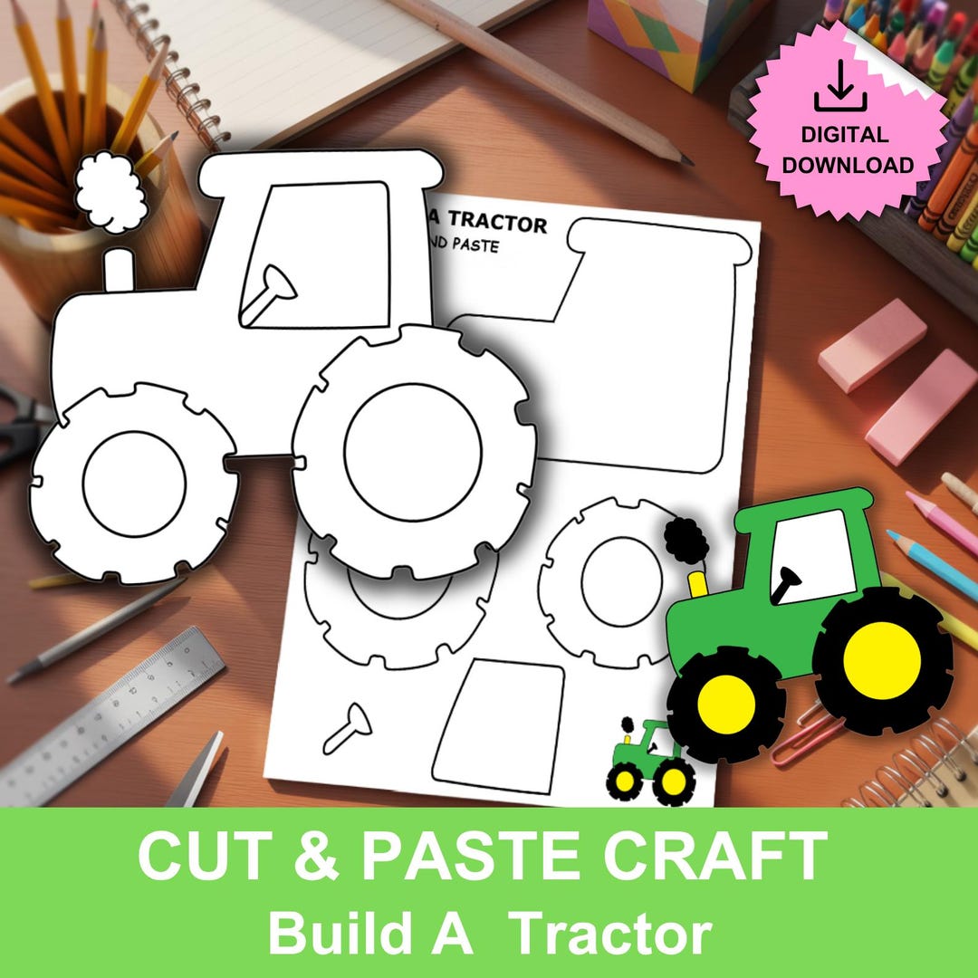Tractor Craft Activity: Color, Cut & Paste Paper Model (PDF File A4 ...