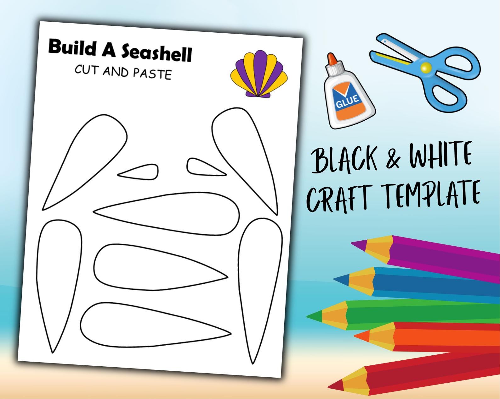 Printable Seashell Craft Activity | Summer Craft Activities | Sea ...