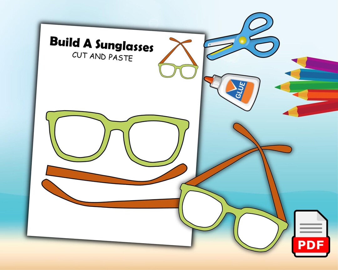 Sunglasses Craft Activity | Cut & Glue | Coloring Activity | Summer ...