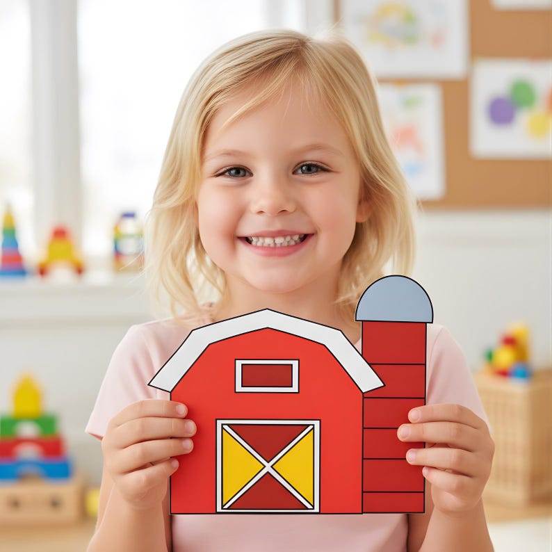 Barn Cut-and-paste Activity | Farm Barn Printable for Kids - Etsy