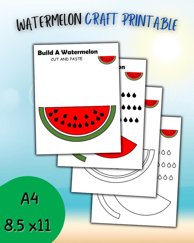 Watermelon Craft-summer Activities-craft Template for Kids-last Day of ...