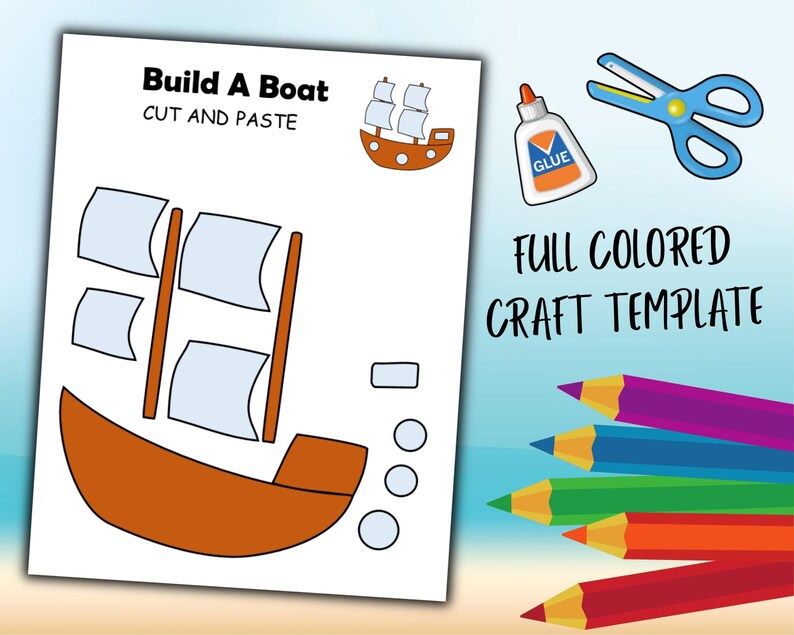 Printable Boat Craft | Transportation | Cut and Paste | Craft Activity ...