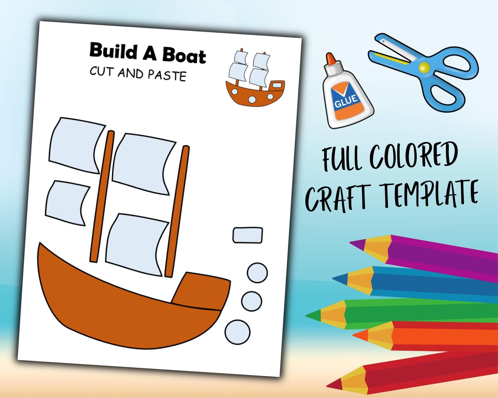 Printable Boat Craft | Transportation | Cut and Paste | Craft Activity ...
