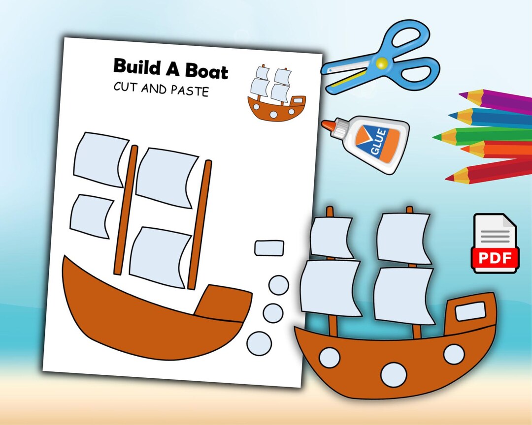 Printable Boat Craft | Transportation | Cut and Paste | Craft Activity ...