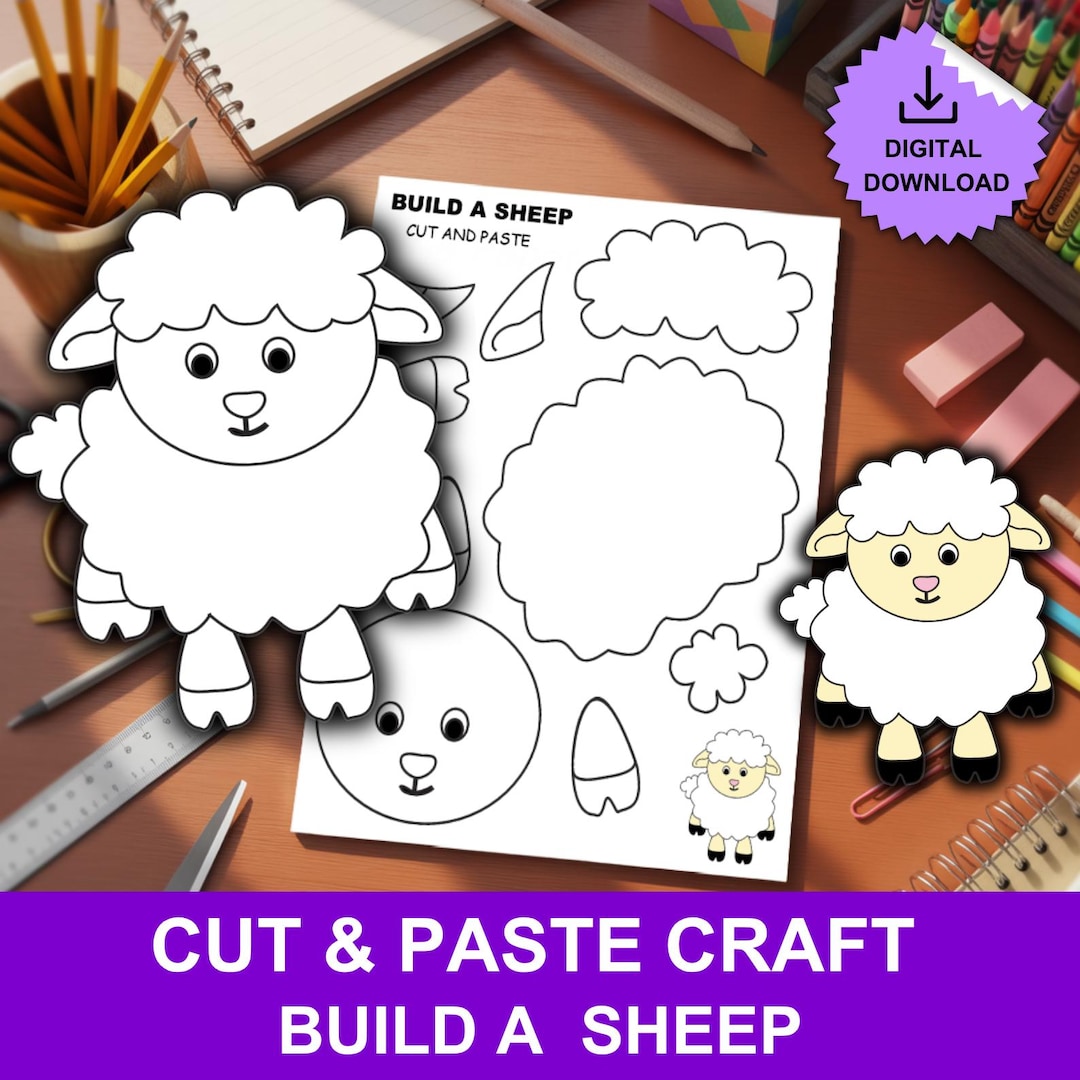 Sheep Cut and Paste Craft Printable, Build a Sheep Activity, Coloring ...