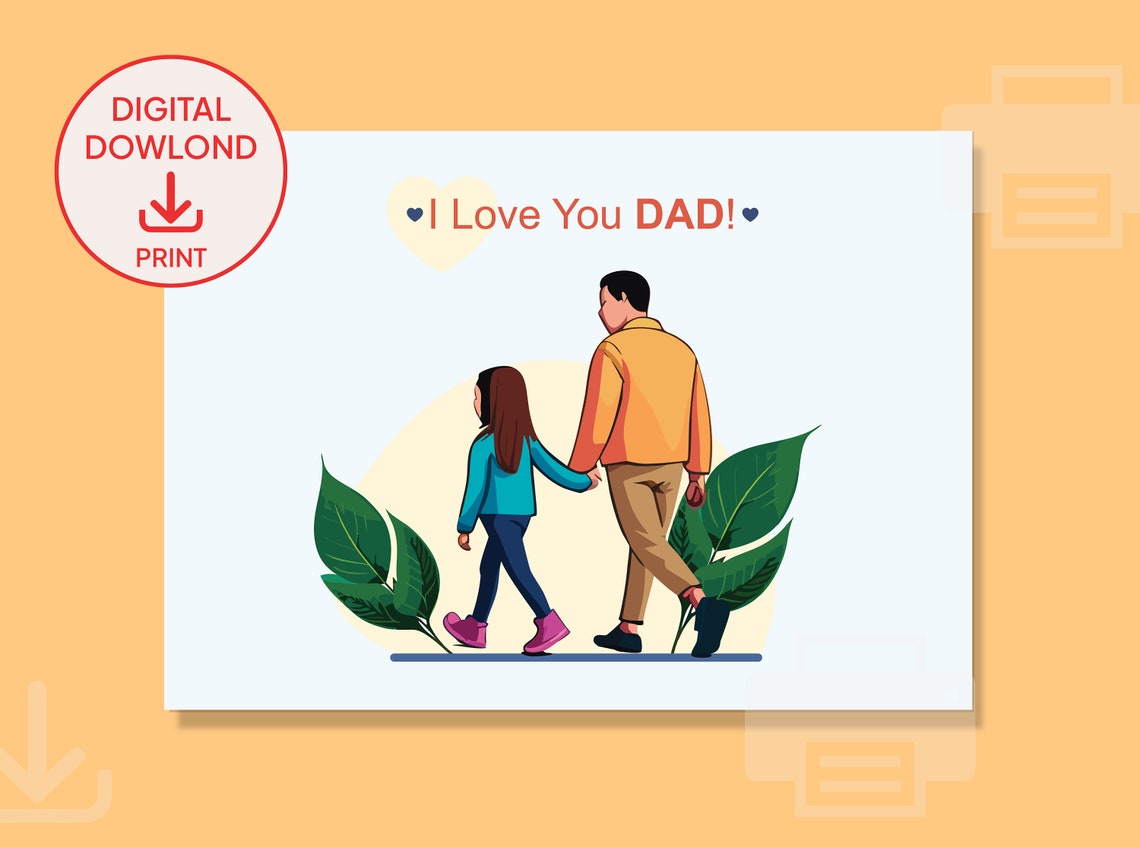 Father's Day Printable Card, Digital Mothers Day Card, Greeting Card ...