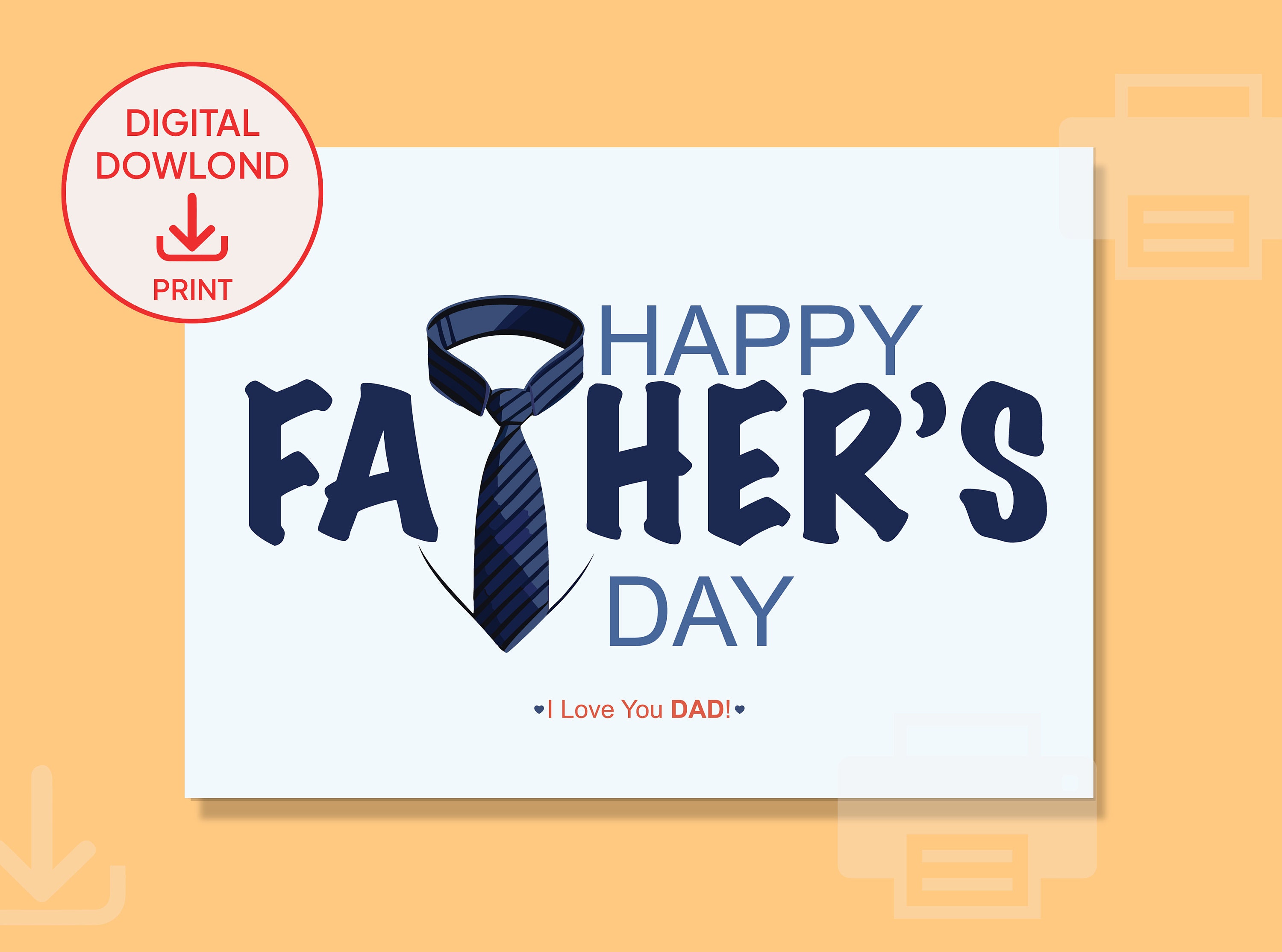 Father's Day Printable Card, Digital Mothers Day Card, Greeting Card ...