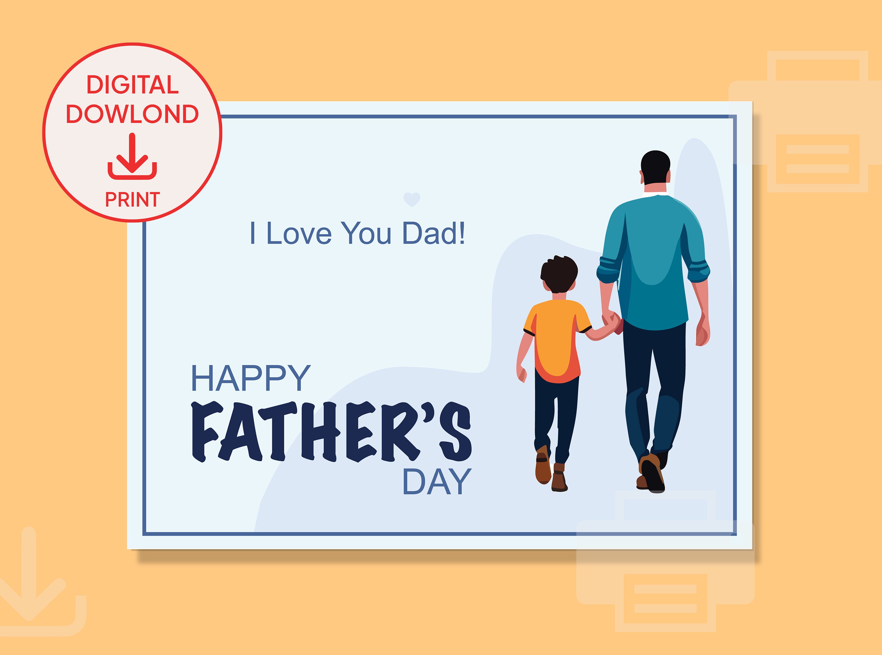 Father's Day Printable Card, Digital Mothers Day Card, Greeting Card ...