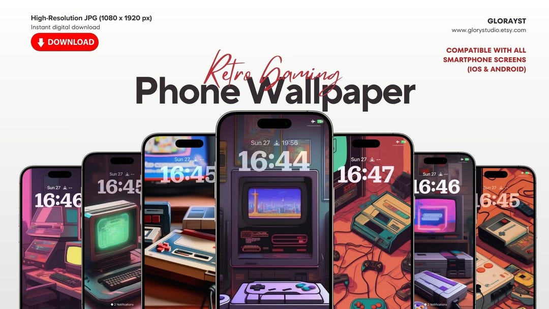 Retro Gaming Phone Wallpapers – Pixel Art Lock Screen Set – Vintage ...