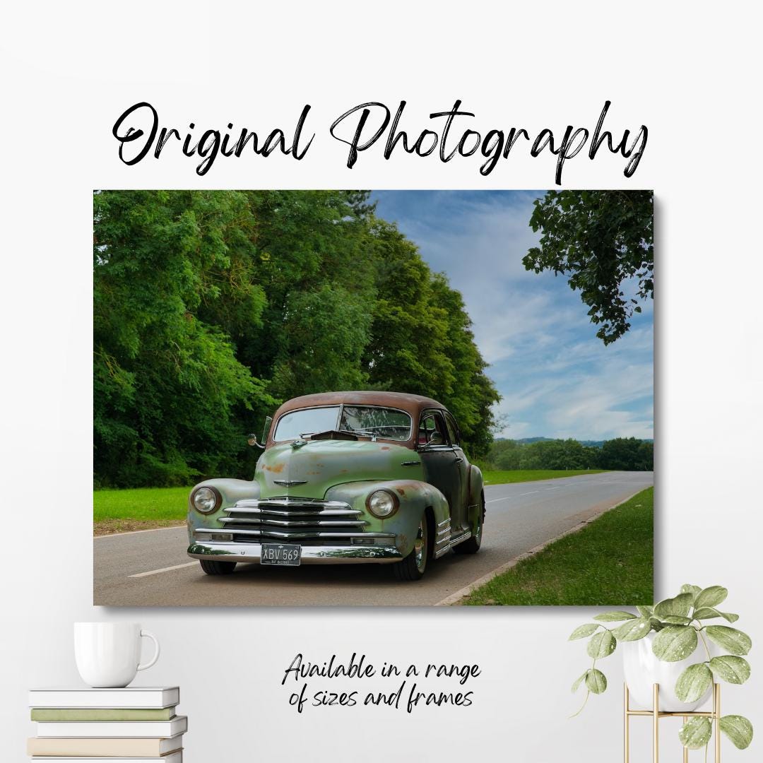 Original Colour Photograph of a Faded Green Chevrolet Fleetliner Coupe ...
