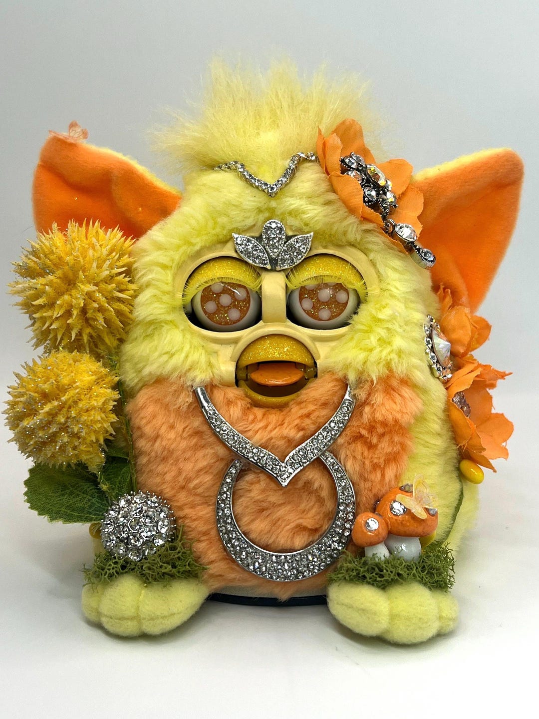 Custom Ooak Orange Floral Sparkle Furby Non Working for Decor READ ...
