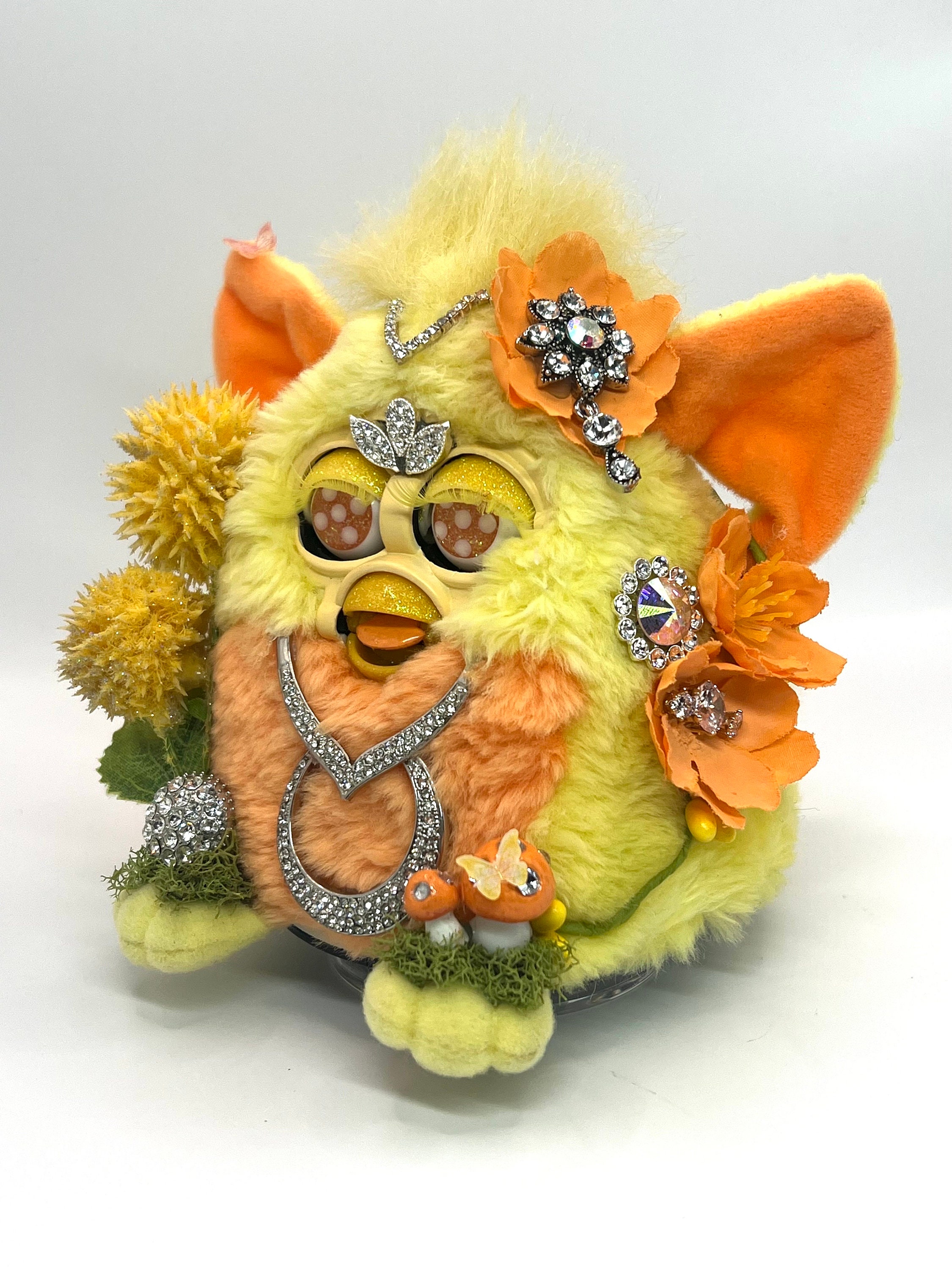 Custom Ooak Orange Floral Sparkle Furby Non Working for Decor READ ...