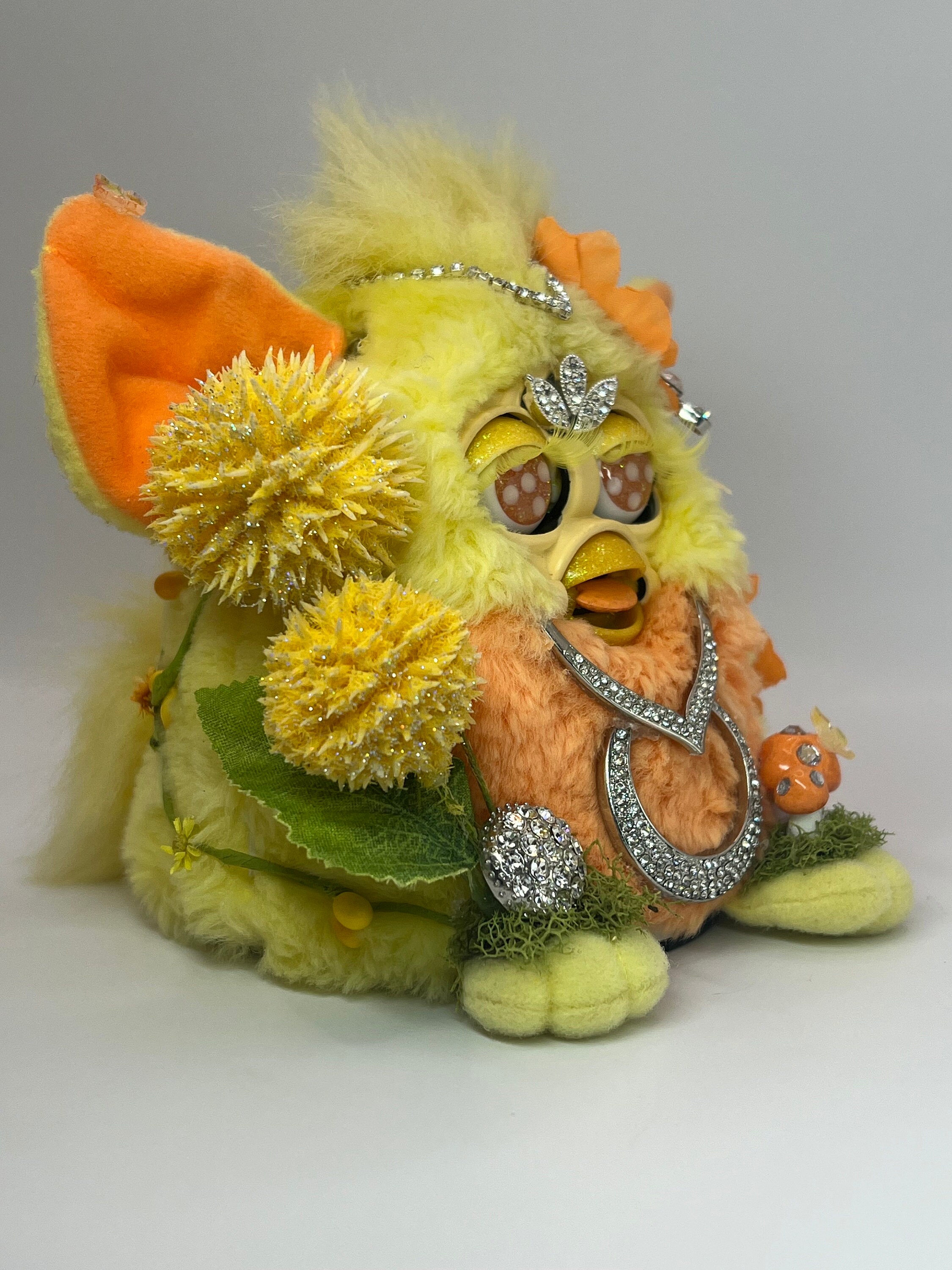 Custom Ooak Orange Floral Sparkle Furby Non Working for Decor READ ...