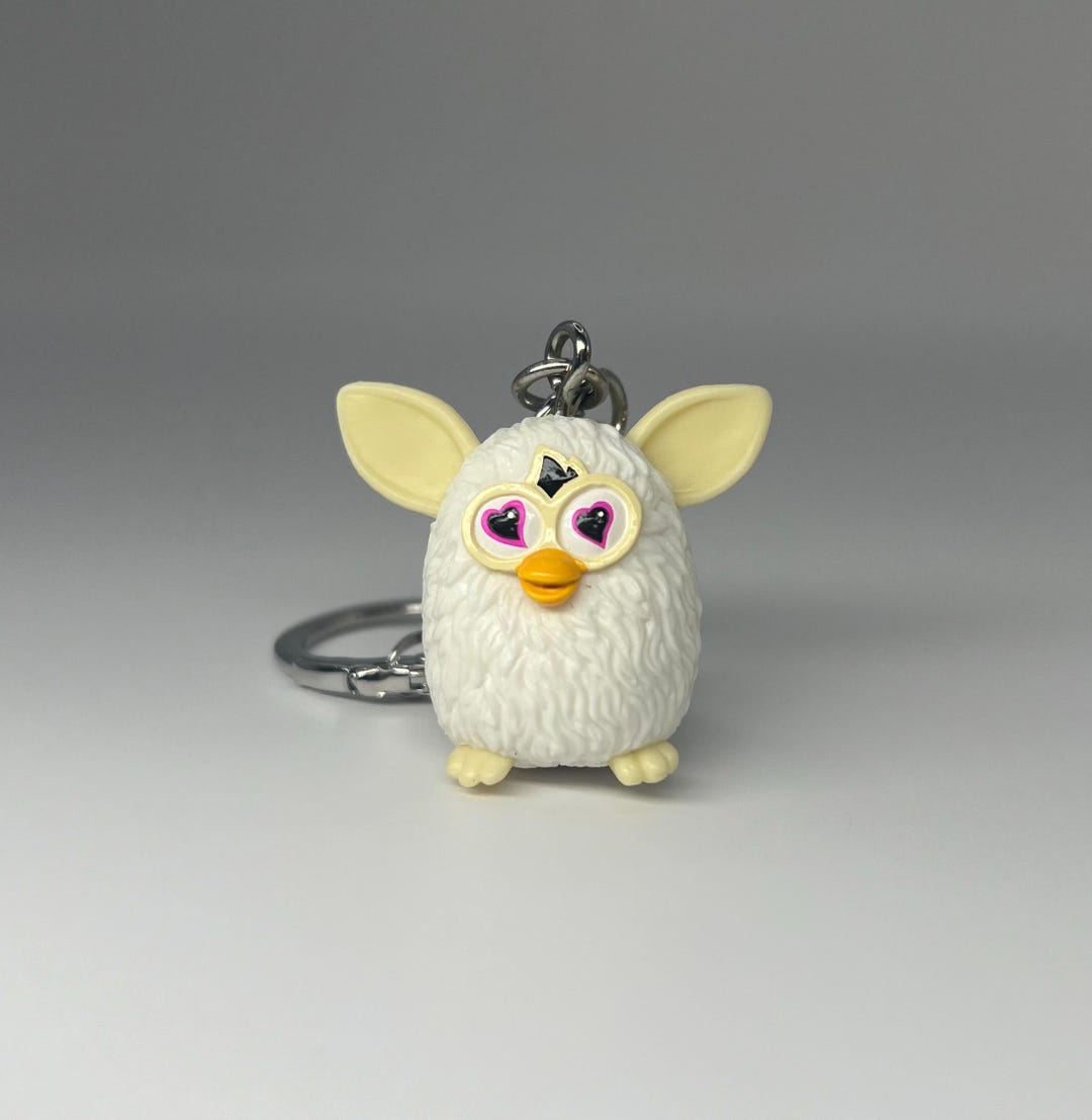 Adorable Heart Eyed White Furby Boom Keychain Great Gift for the Furby ...