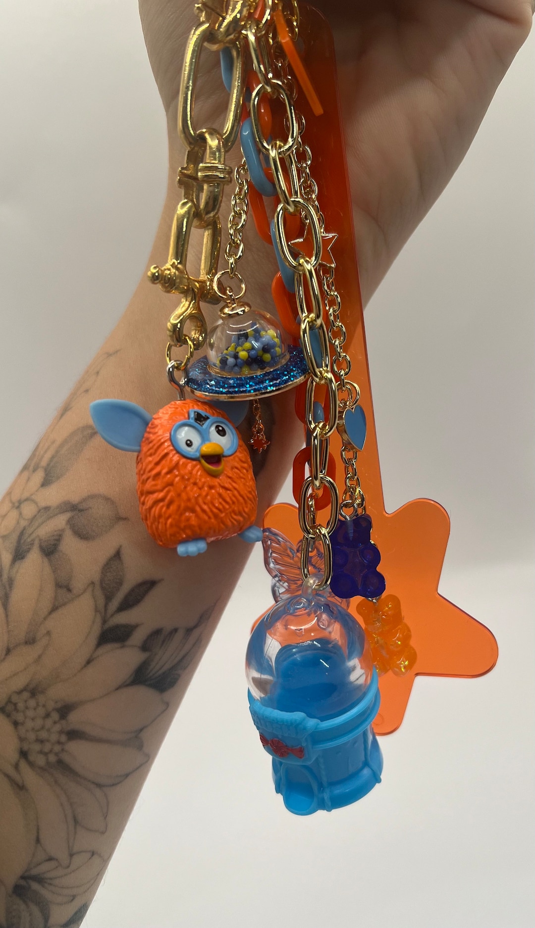 Unique Furby Bag Charm: Vibrant Blue & Orange Keychain Accessory Gift ...