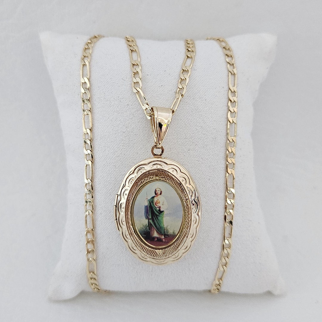 Saint Jude Tadeus Image Locket Gold Plated Necklace - Etsy