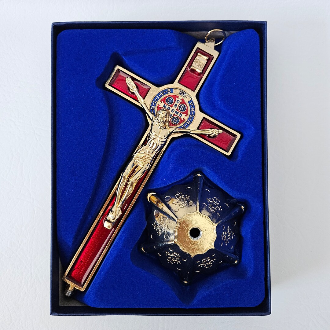 Red Alter Jesus Crucifix Cross Gold Metal Relic Church - Etsy