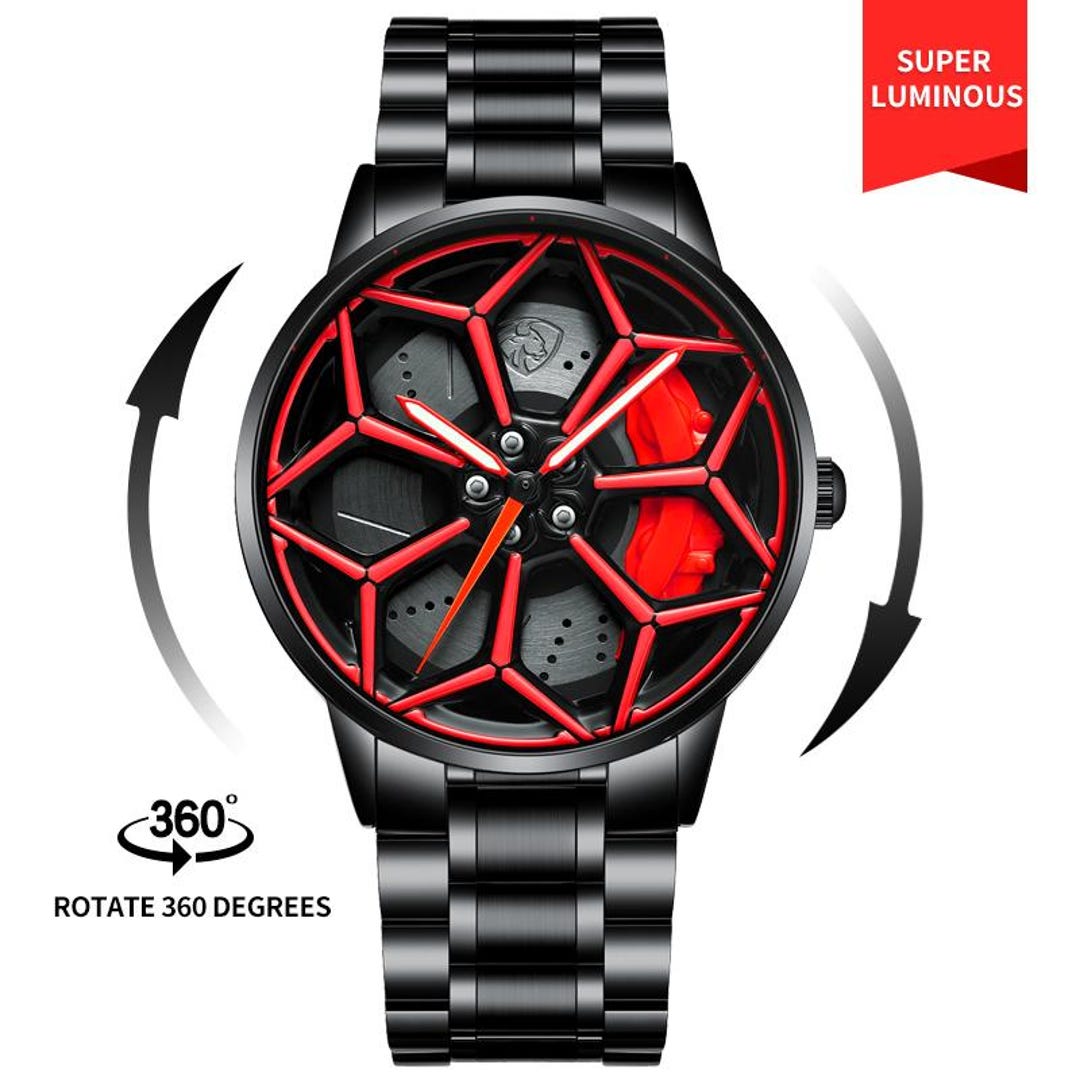 Spinning Lamborghini 3D Brake Caliper Wheel Watch: Red, White or Orange ...