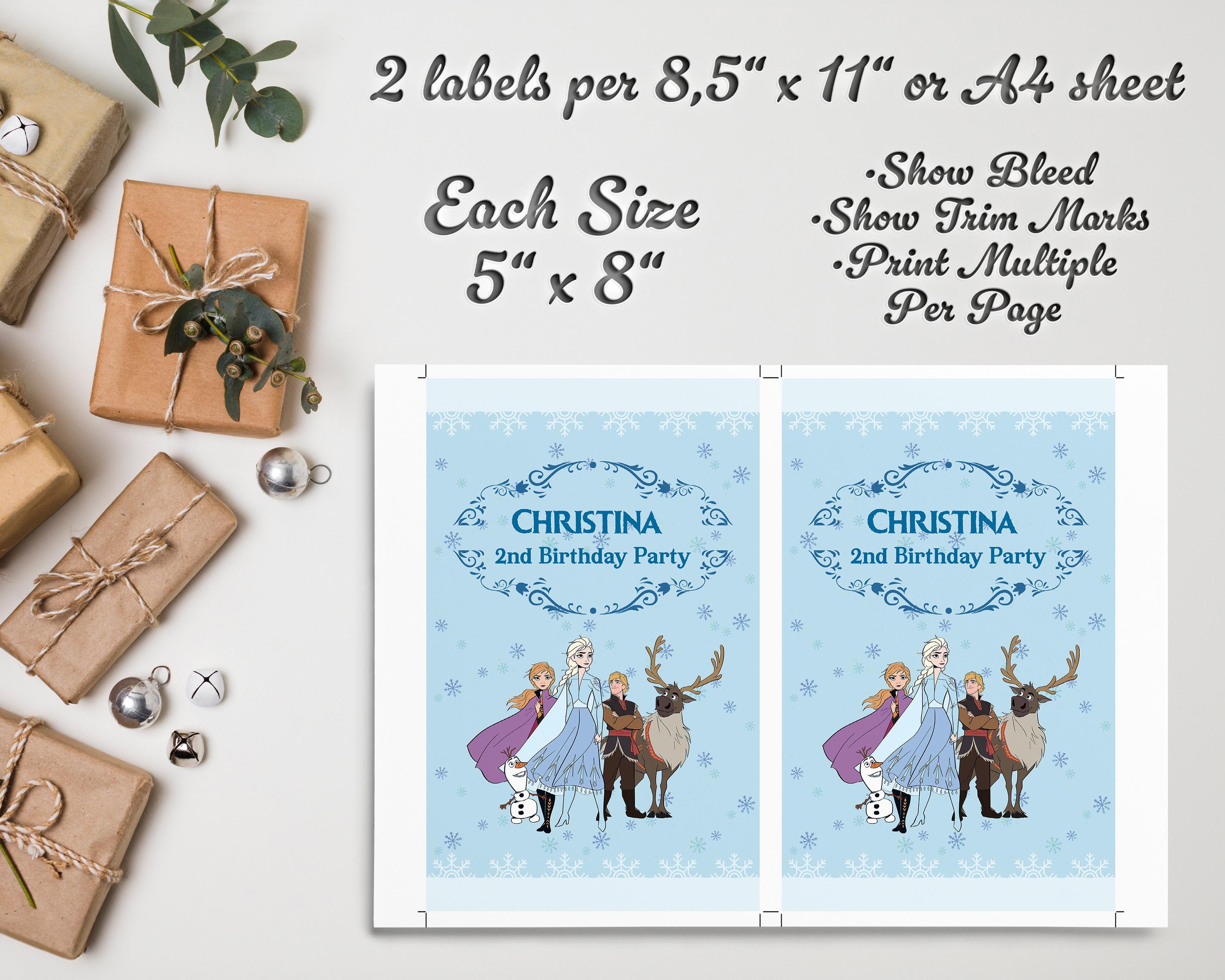 Printable Frozen Gift Bag Label, Elsa and Anna Paper Box Label, Kids ...